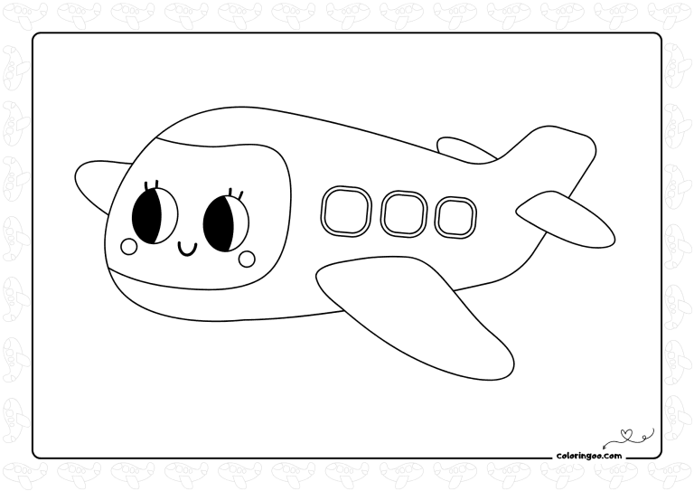 Cute Plane Coloring Sheet