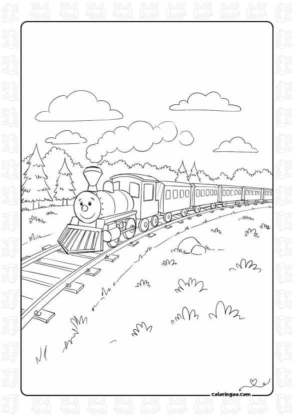 Cute Train Moving Through the Forest