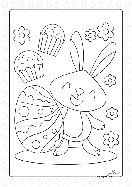 Easter Egg With Flowers Drawing Coloring Page