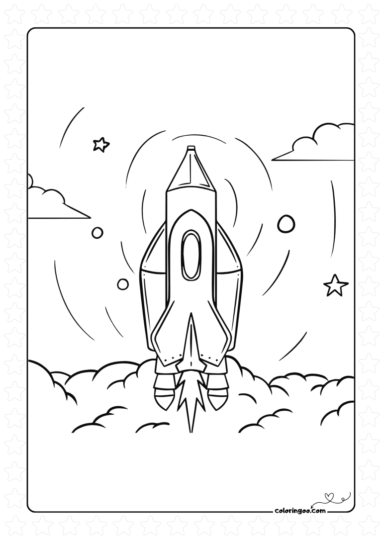 Easy Rocket Coloring Pages for Kids