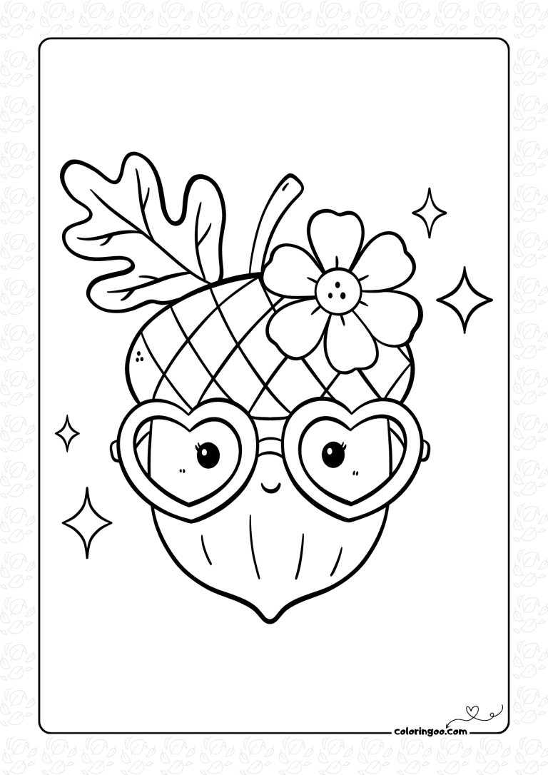 Fall Acorns Coloring Page