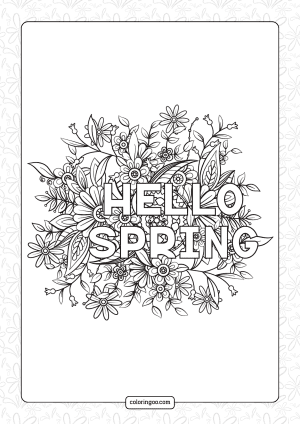 Hello Spring Coloring Page