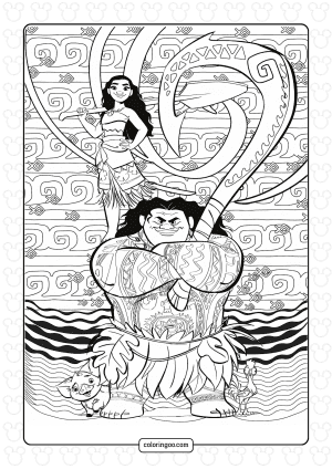 Printable Disney Moana and Her Family Coloring Page