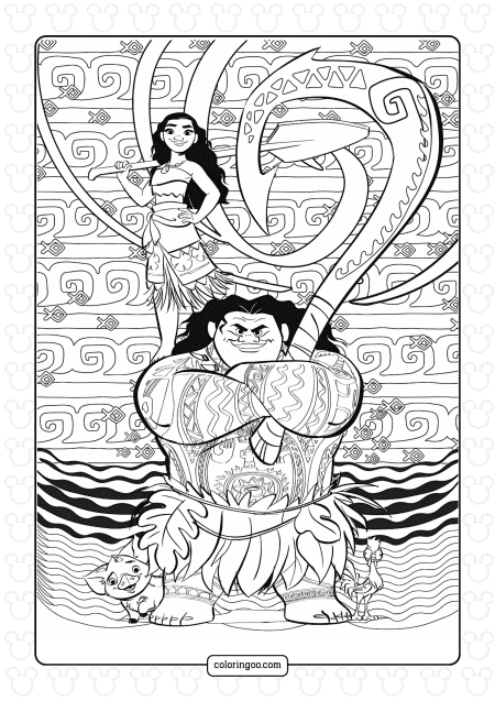 Moana and Maui Coloring Page