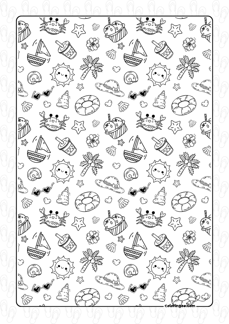Summer Doodle Coloring Page