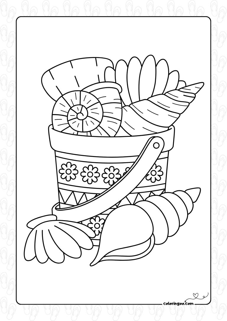 Summer Seashells Coloring Page