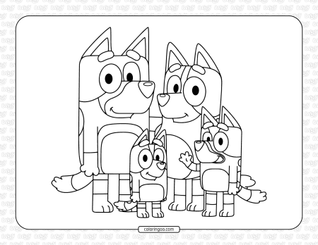 The Bluey Family Coloring Page