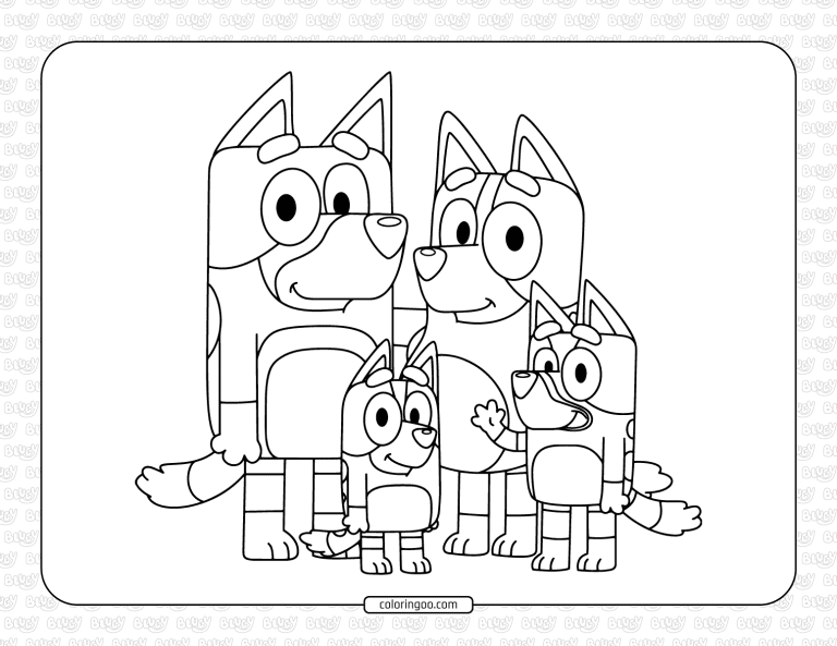 The Bluey Family Coloring Page
