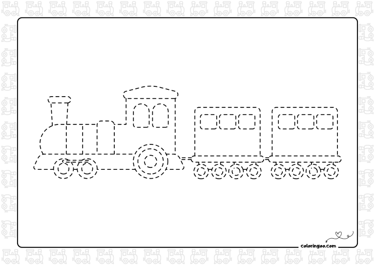 Train Tracing Coloring Page